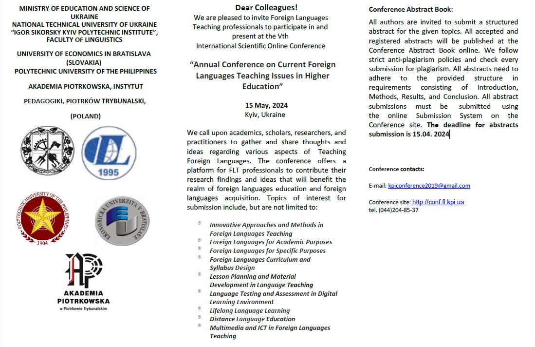 Annual Conference on Current Foreign Languages Teaching Issues in ...